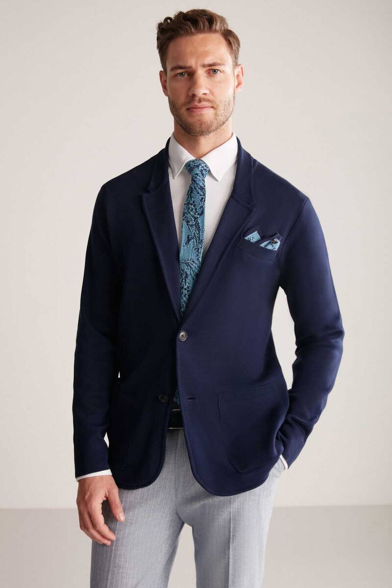 Etnik Desen Lacivert-Mavi Örgü Mendil | | Hemington