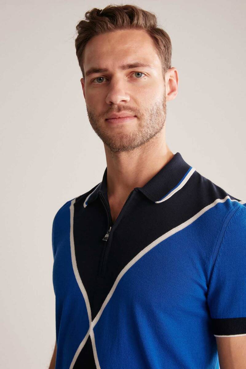 Fermuar Detaylı Lacivert-İndigo Triko Polo | | Hemington