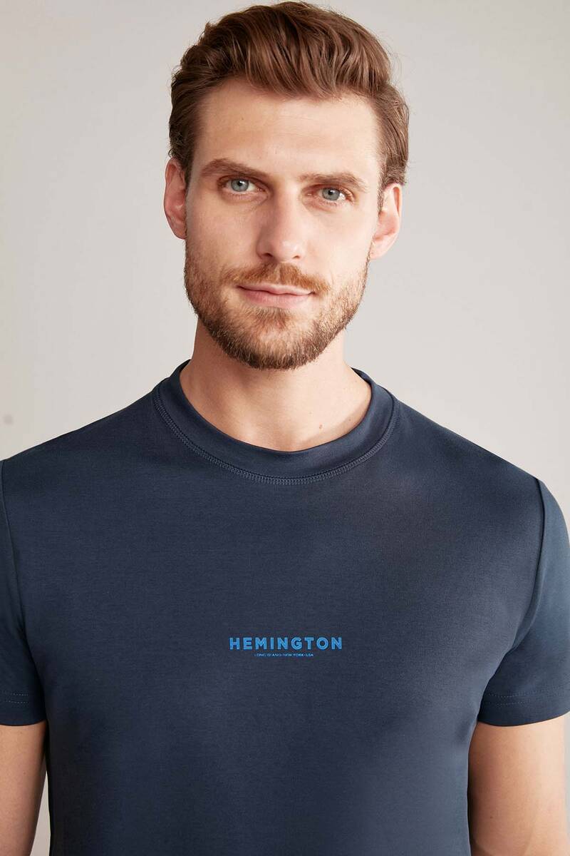 Hemington Logolu Bisiklet Yaka Lacivert T-Shirt | | Hemington