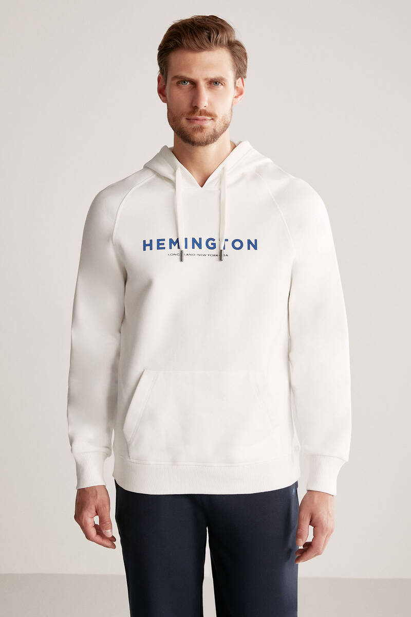 Hemington Logolu Kapüşonlu Beyaz Hoody | | Hemington