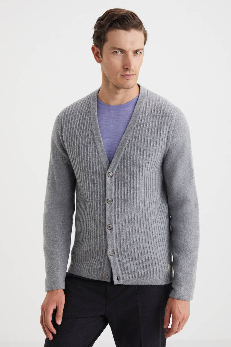 Lambswool Yün Açık Gri Hırka | | Hemington